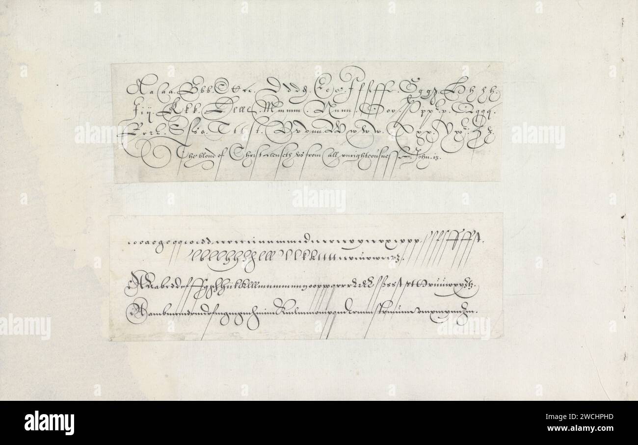 Two designs of writing examples: an English hand and a high -German ...