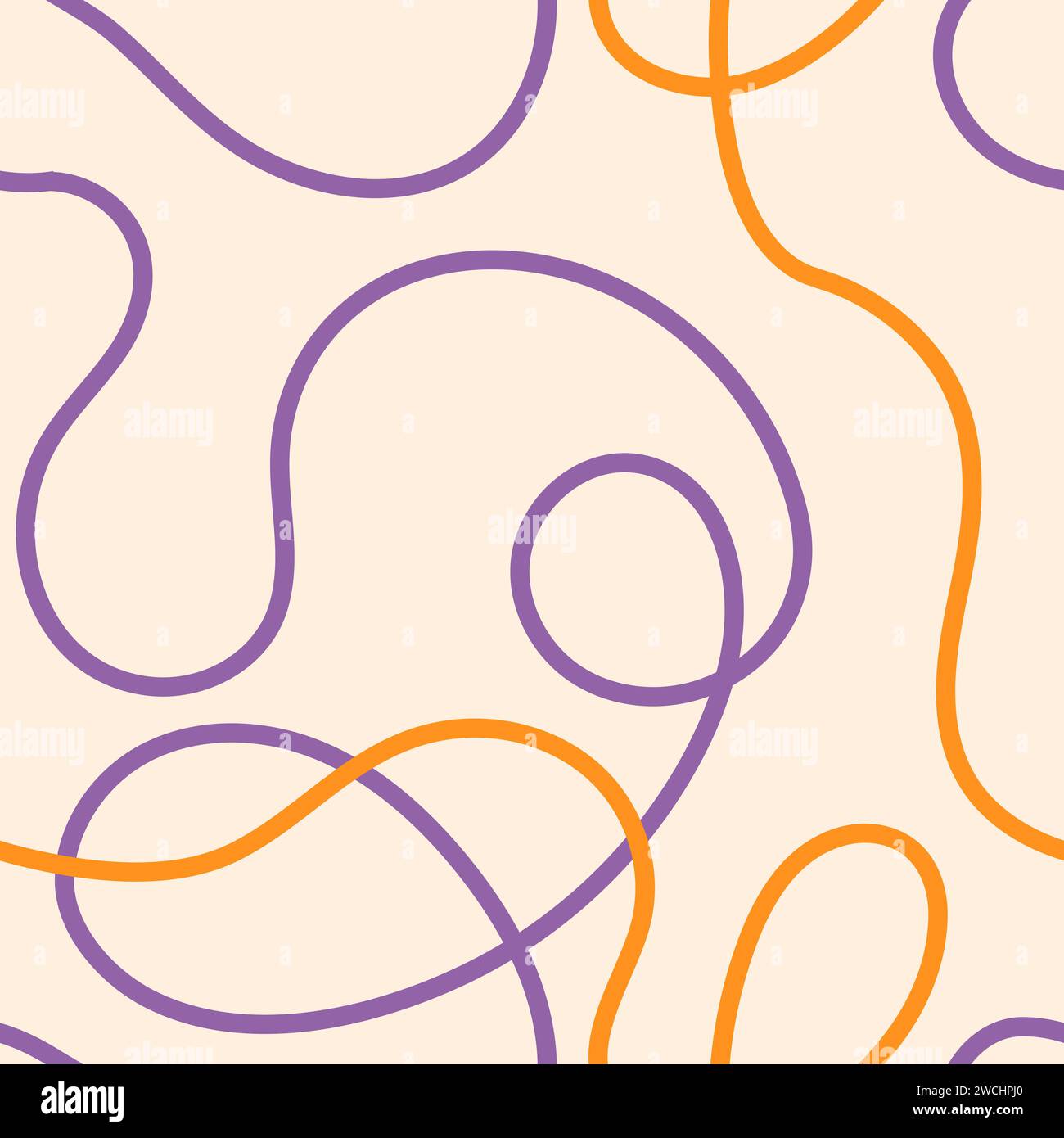 Naive seamless squiggle pattern with bright pink and purple wavy lines ...