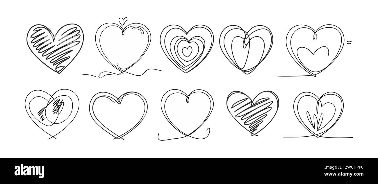 Set of different heart line art vector drawings Stock Vector Image ... Set of different heart line art vector drawings Stock Vector Image ...