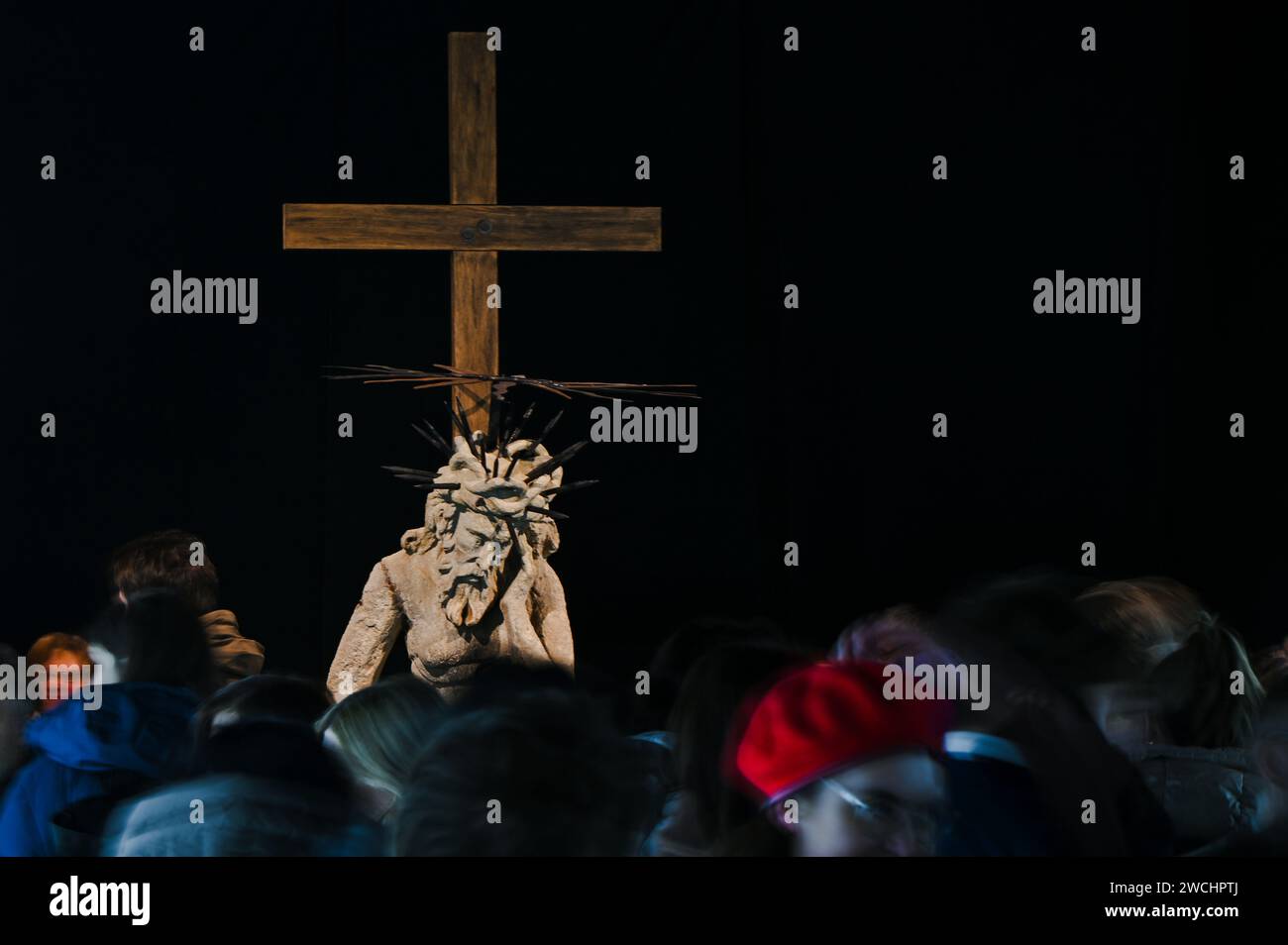 LVIV, UKRAINE - JANUARY 15, 2024 - The restored Pensive Christ ...