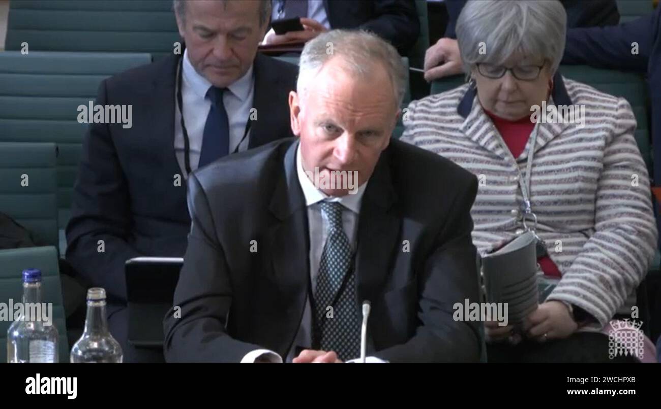 Nick Read, chief executive of the Post Office, giving evidence to the ...