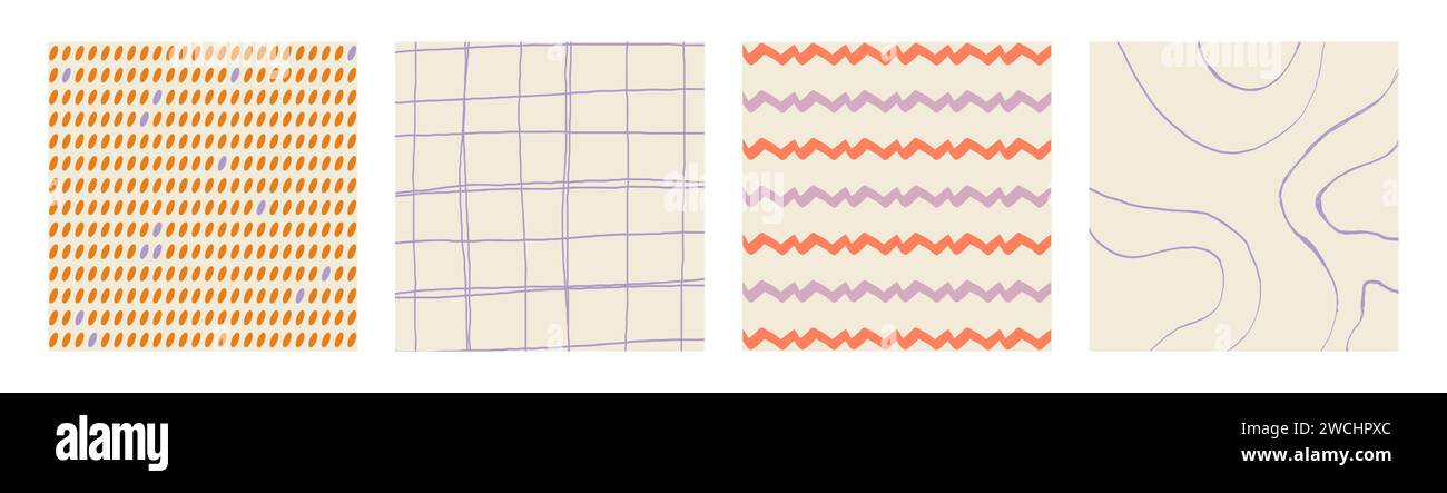Simple Geometric Hand Drawn Irregular Patterns. Cute Colored Doodle ...
