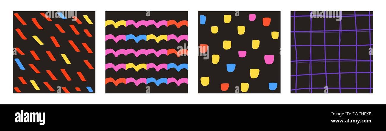 Simple Geometric Hand Drawn Irregular Patterns. Cute Colored Doodle ...