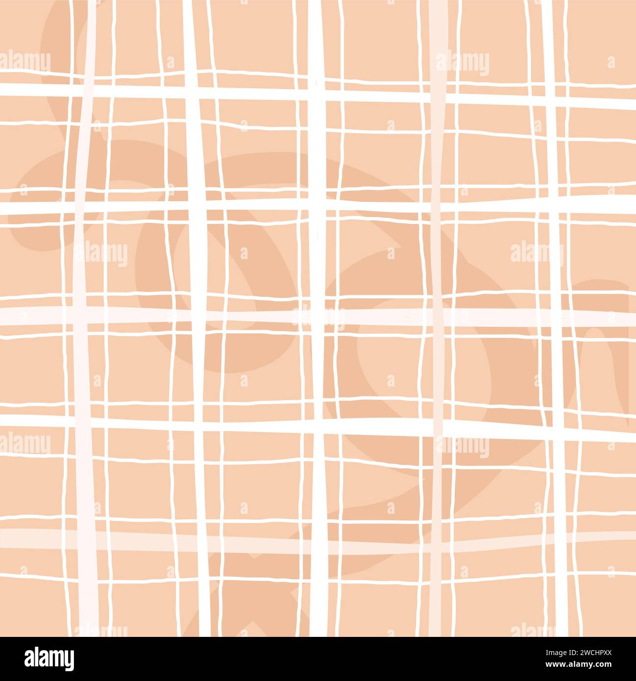 Hand drawn cute squiggle grid. doodle beige, white, brown, pale wavy ...
