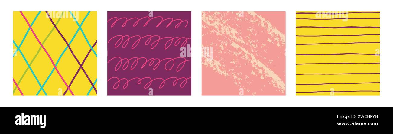 Simple Geometric Hand Drawn Irregular Patterns. Cute Colored Doodle ...