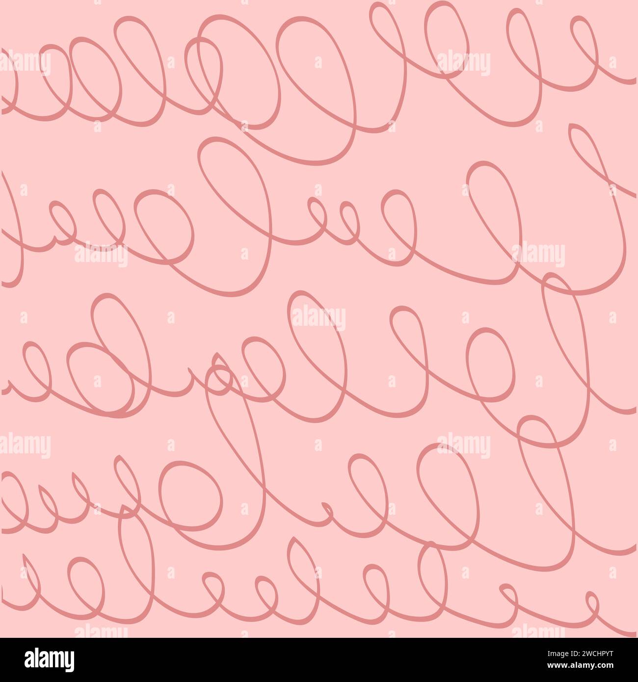 Hand drawn cute squiggle grid. doodle pink, red wavy pattern with ...