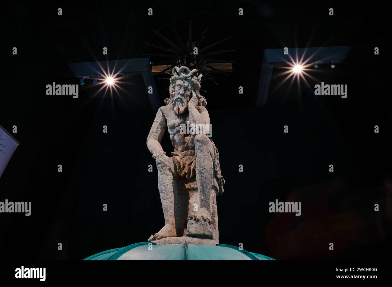 LVIV, UKRAINE - JANUARY 15, 2024 - The restored Pensive Christ ...