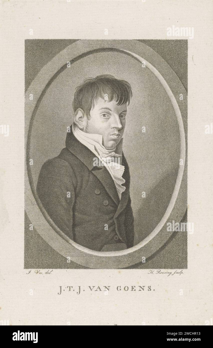 Portrait of the pastor JST. Th. Jan van Goens, Hendrik Roosing, after J ...