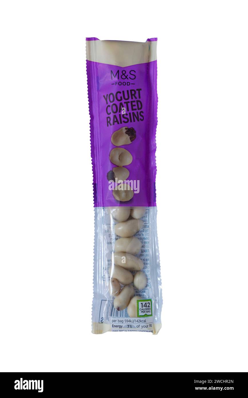 Yogurt coated raisins from M&S isolated on white background - raisins ...
