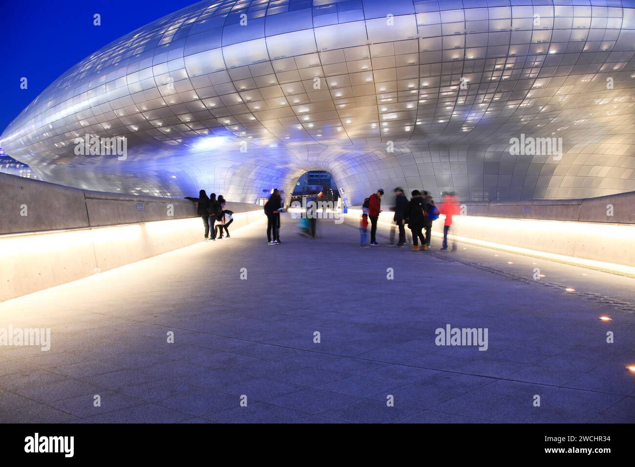 Dongdaemun Design Plaza (DDP) in Seoul, South Korea during blue hour ...