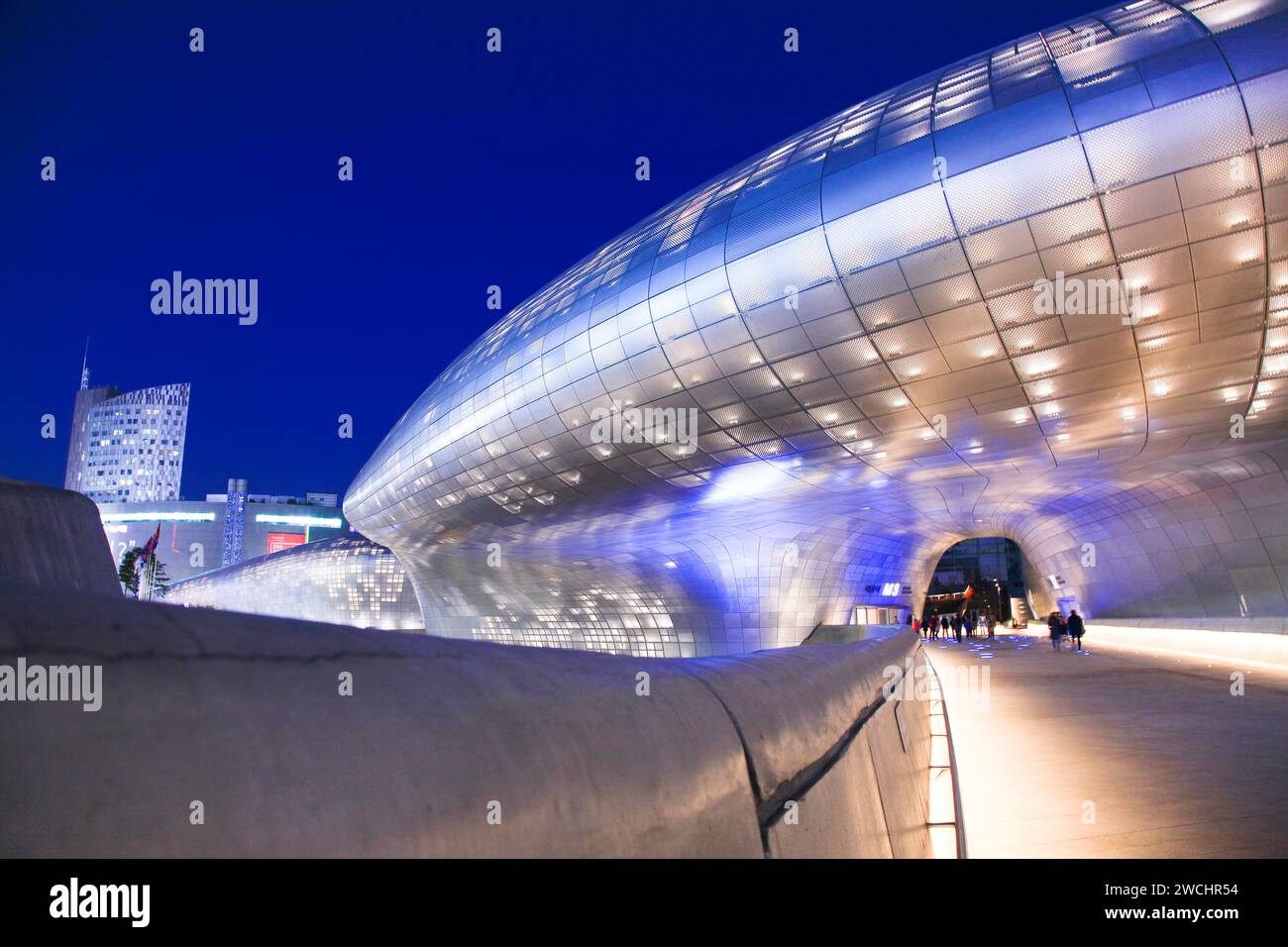 Dongdaemun Design Plaza (DDP) in Seoul, South Korea during blue hour ...