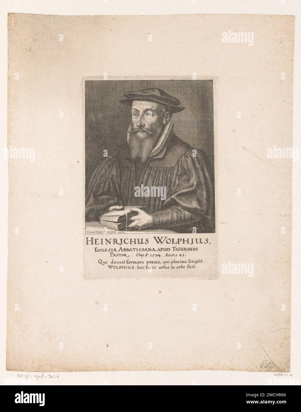 PortraT van Heinrich Wolf, Conrad Meyer, 1628 - 1689 print paper ...