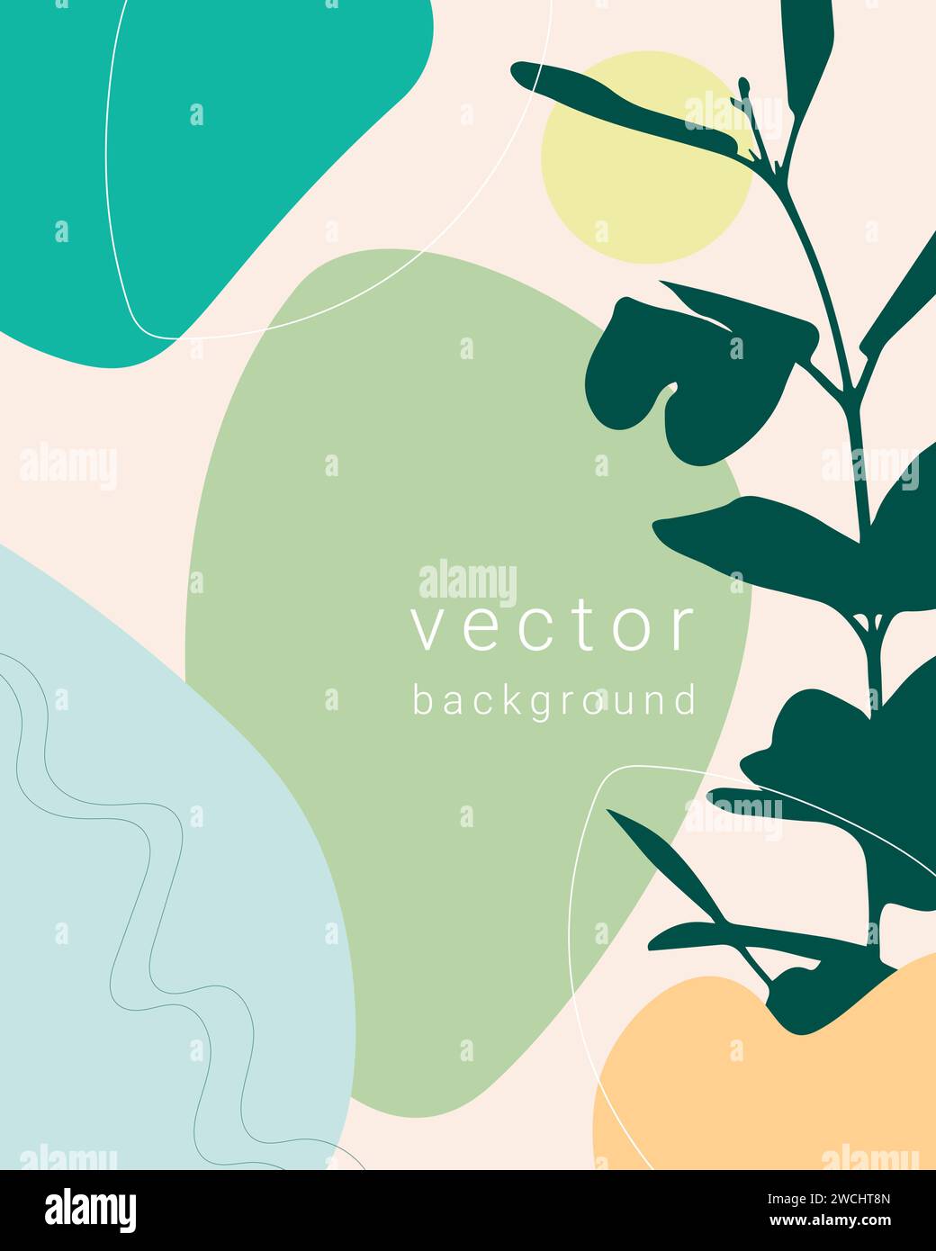 Botany background with abstract shapes and lines, template for flyer ...
