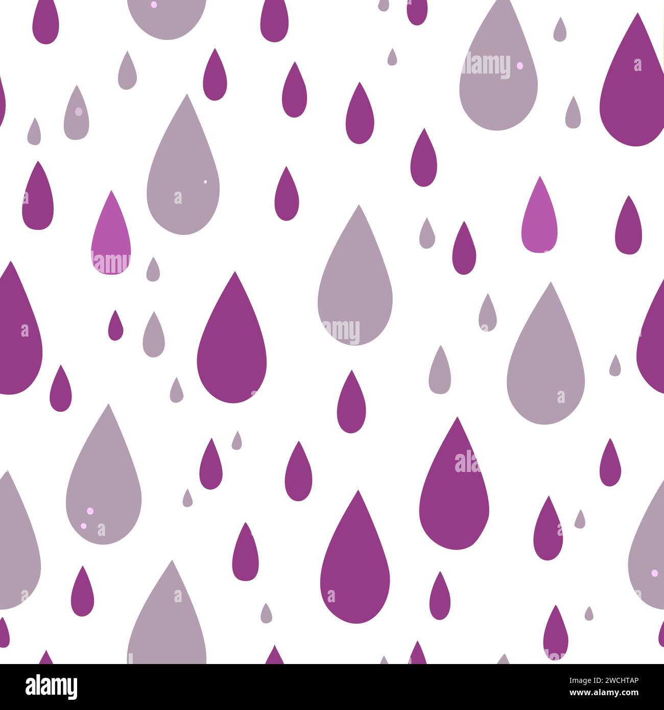 Rainy seamless pattern. Purple raindrops on white background. Vector ...