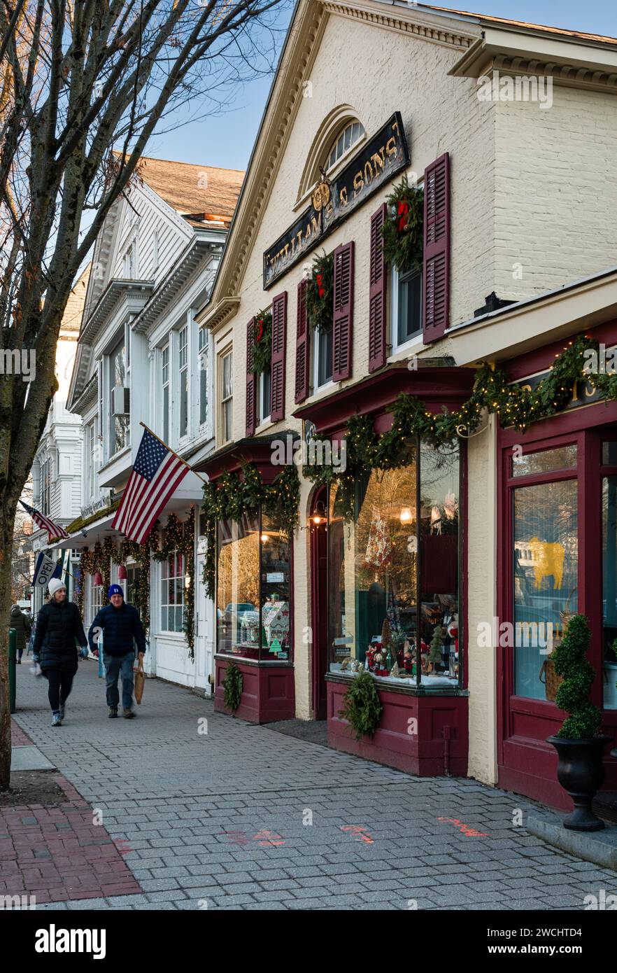 Main Street At Christmas Stockbridge, Massachusetts, USA Stock Photo ...