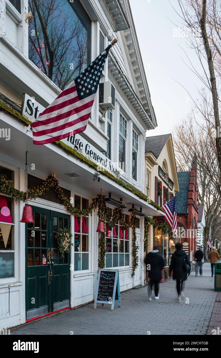 Main Street At Christmas Stockbridge, Massachusetts, USA Stock Photo ...