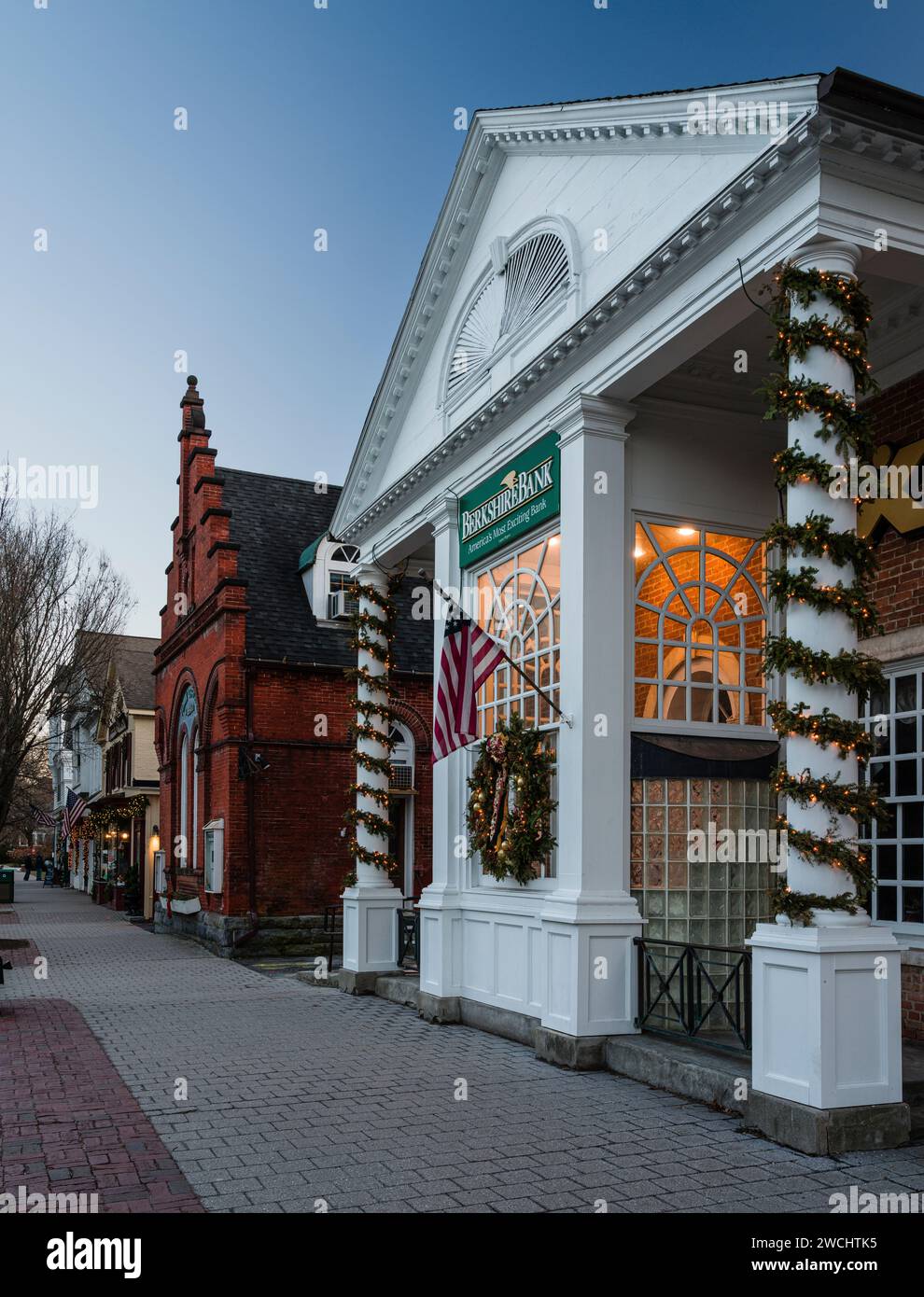 Main Street At Christmas Stockbridge, Massachusetts, USA Stock Photo ...