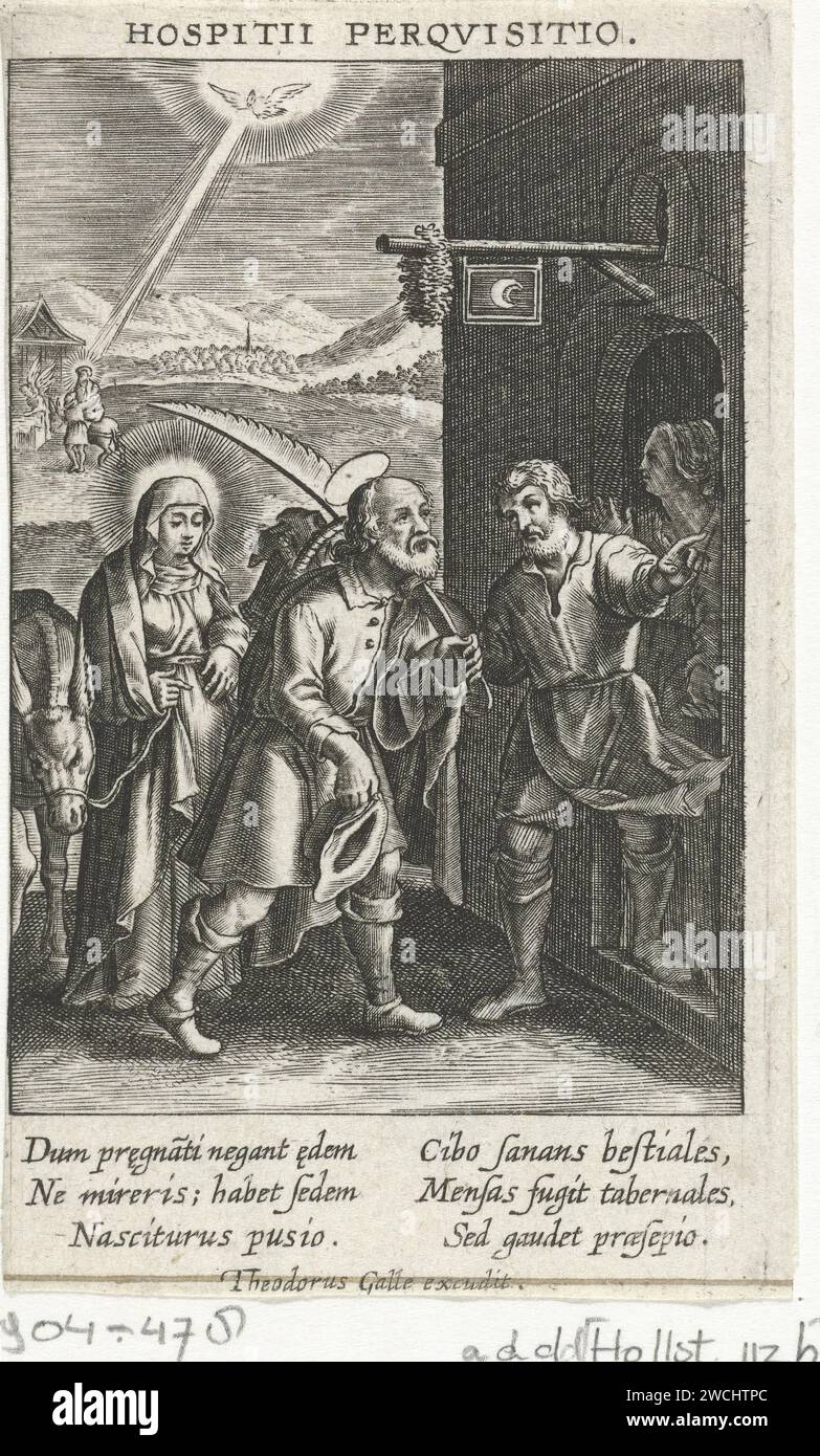 Jozef and Maria are refused at the inn, Theodoor Galle (Possible), 1581 ...
