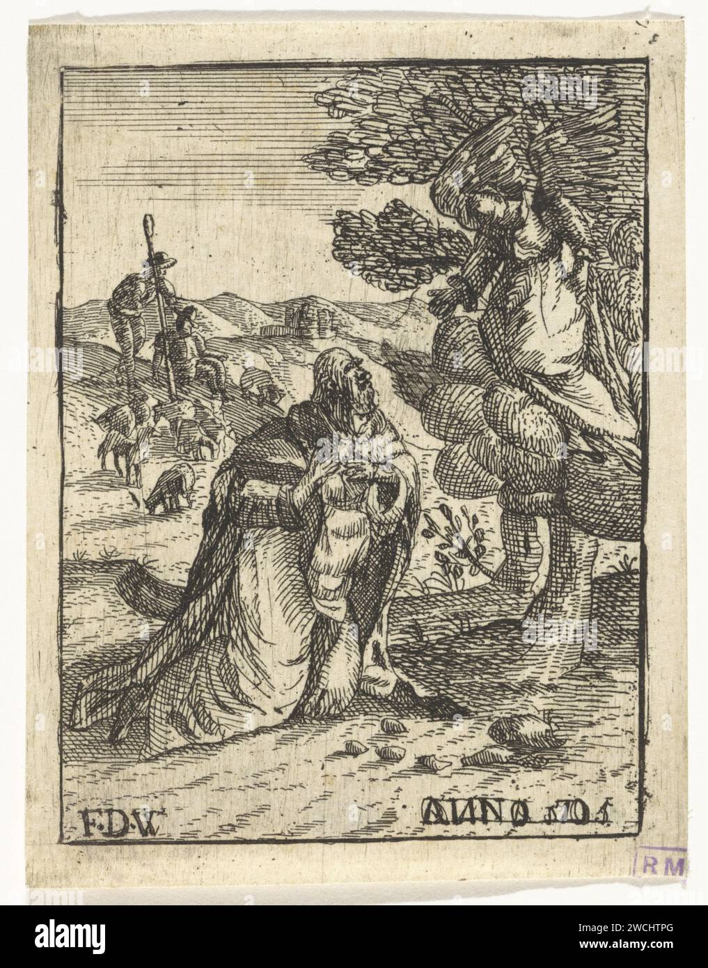 Engel appears to Mozes, Franz de Wilde, 1705 print A man, most likely ...