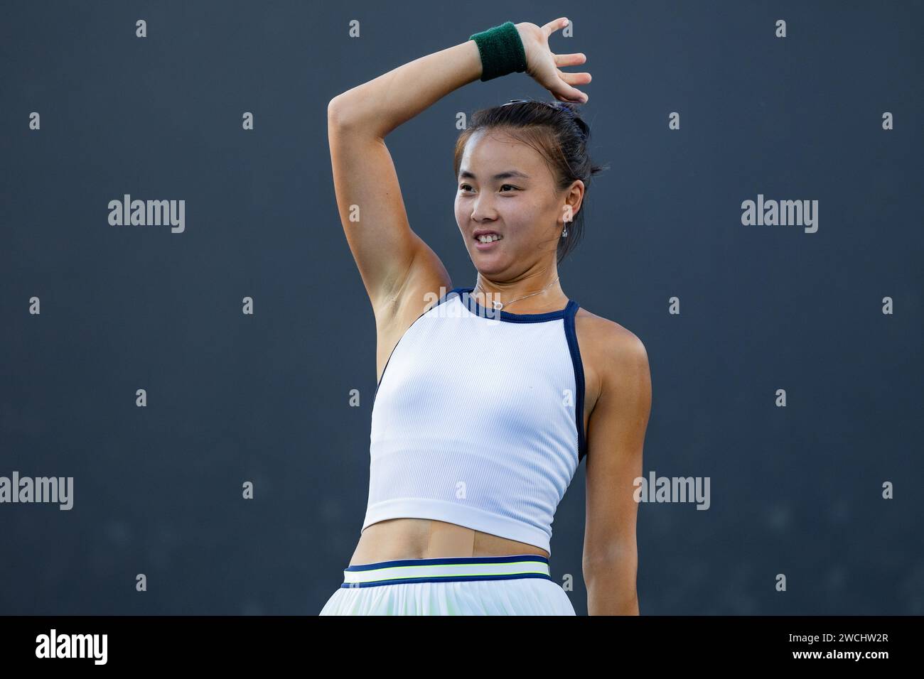 Melbourne, Australia. 16th Jan, 2024. Yuan Yue of China reacts during ...