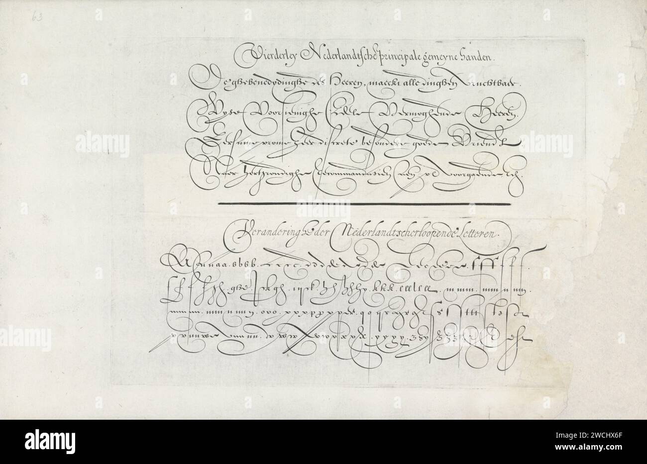 Two writing examples: De Bastarde and the Dutch running letter, 1605 ...