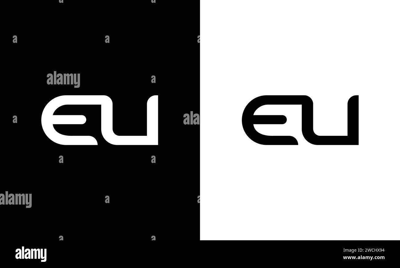 Creative Vintage Letter EU Monogram Logo Design Icon Template White and ...