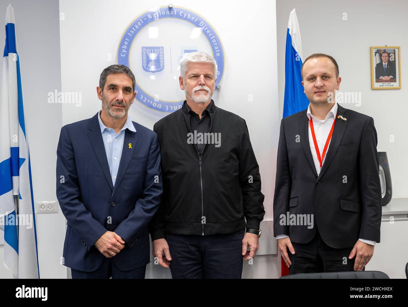Beersheva, Israel. 16th Jan, 2024. Czech President Petr Pavel (center ...