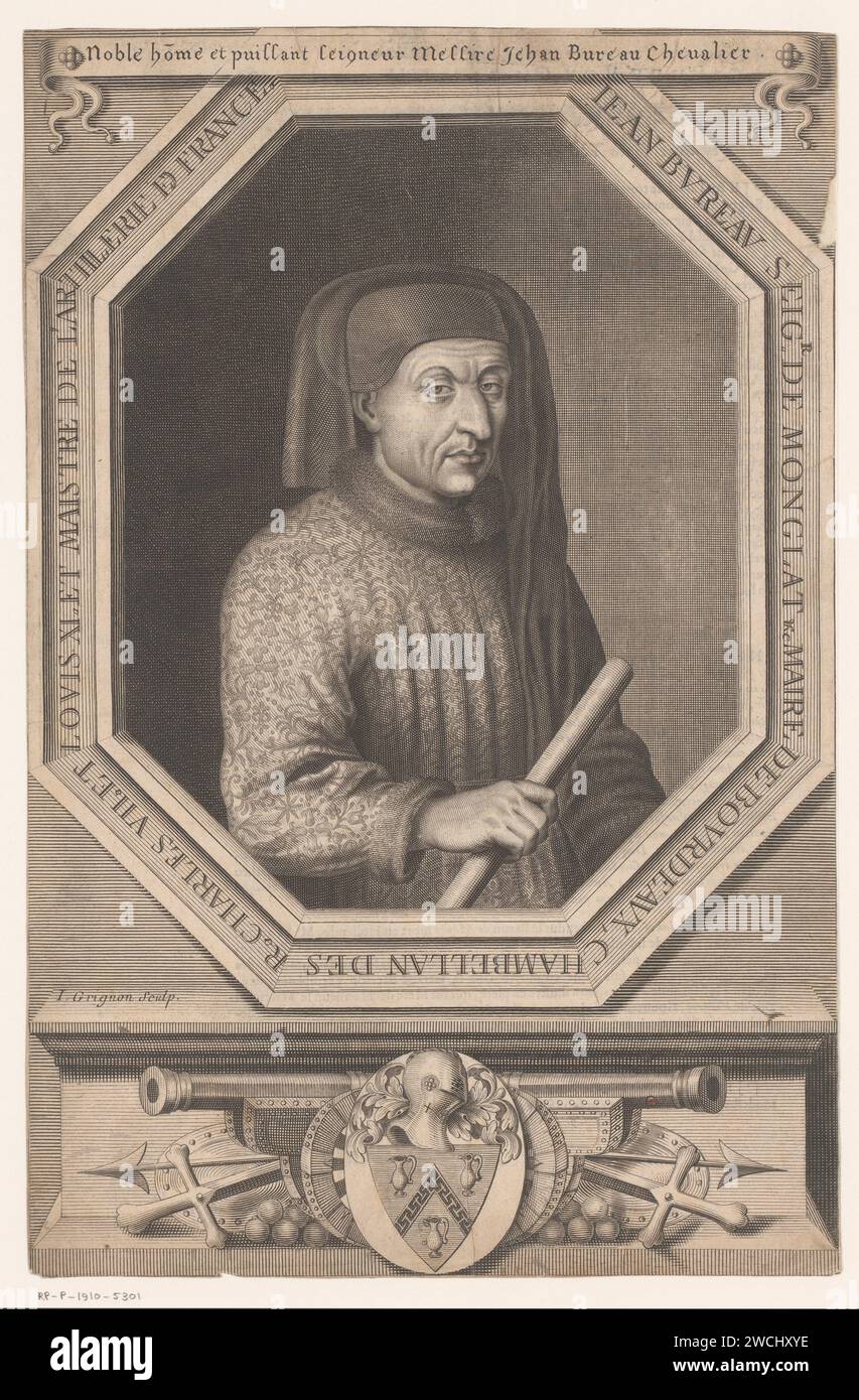 Portret van Jean Bureau, Jacques Grignon, c. 1650 - 1689 print paper ...