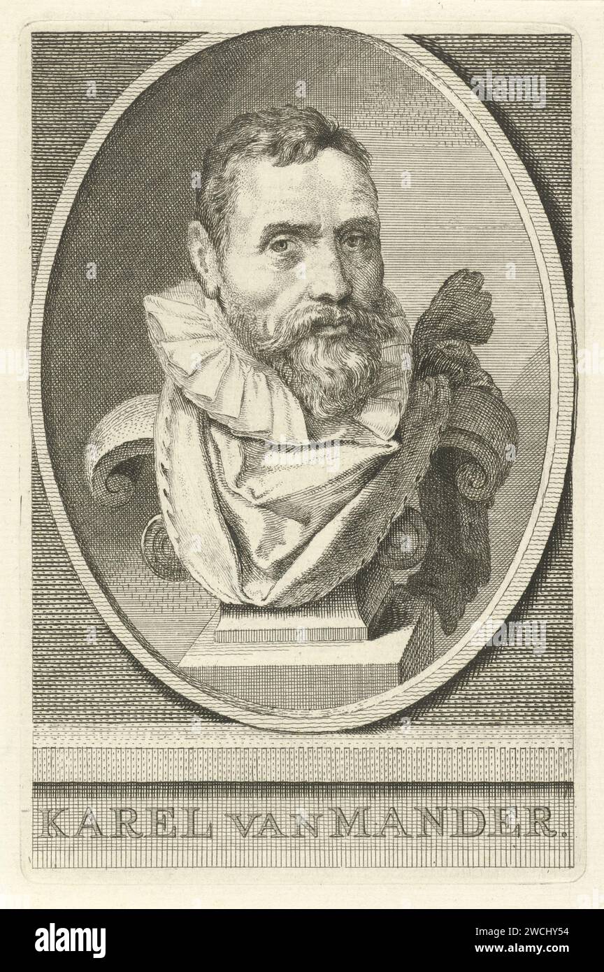 Portrait of Karel van Mander, Jan L'Admiral, 1764 print Carryed ...