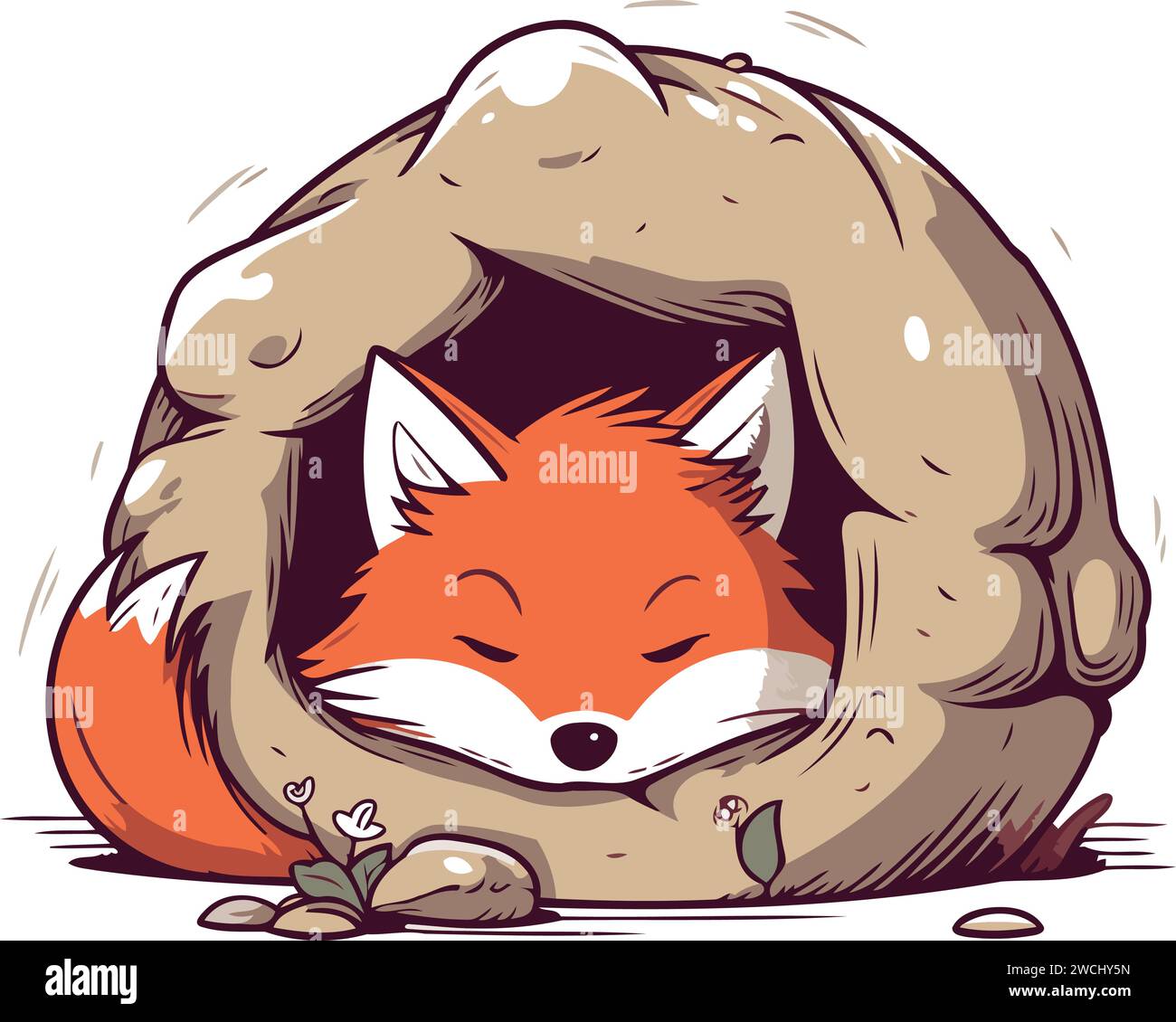 Cartoon illustration fox in burrow Stock Vector Images - Alamy