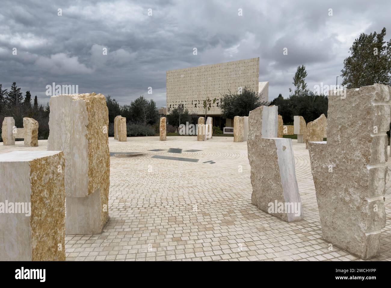 Micha Ullman's huge stone sculpture “Letters of Light” located outside ...