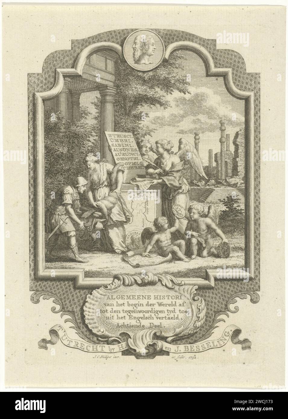 Cartouche with allegory on the history of Etruria, Jan Caspar Philips ...