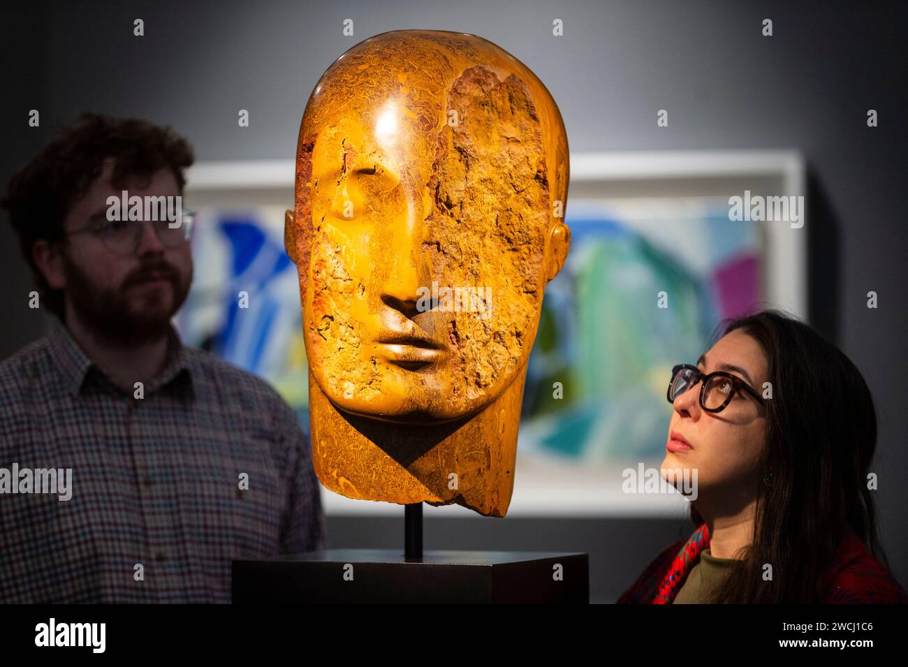 London, UK. 16 January 2024. Staff members with 'Shelley Jaisalmer Head ...