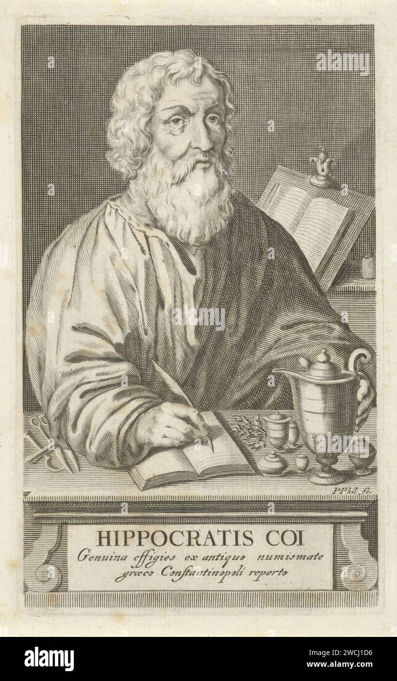 Portrait of Hippocrates van Kos, Pieter Philippe, 1635 - 1702 print The ...
