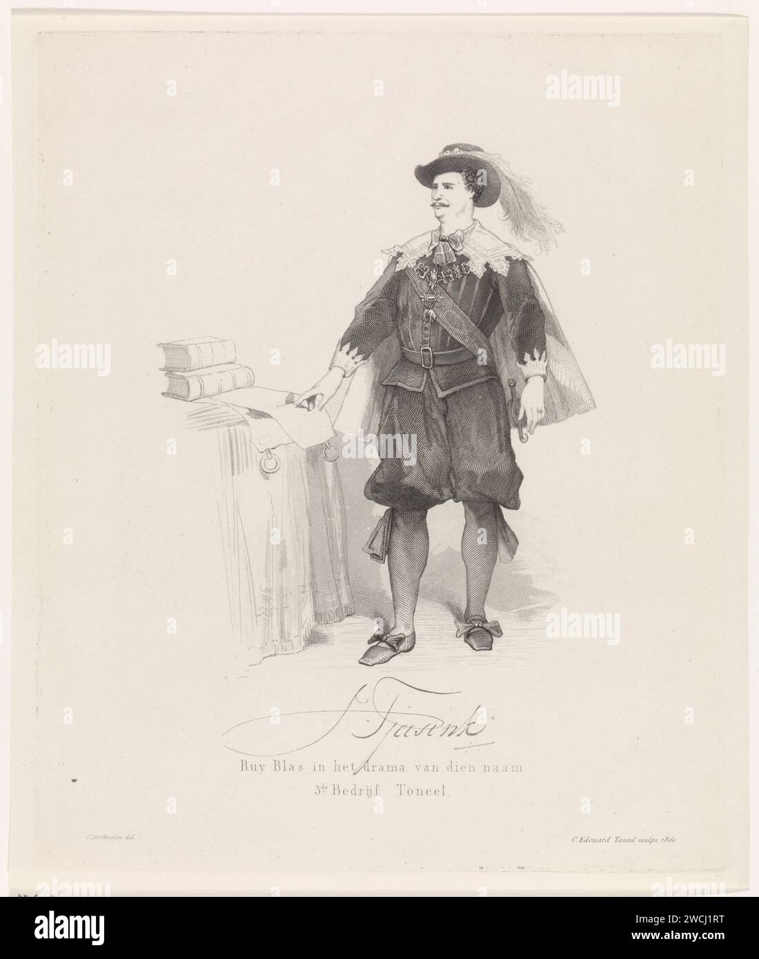 Portrait of the Hague actor Johan Tjasink as Ruys-Blas, Edouard Taurel ...