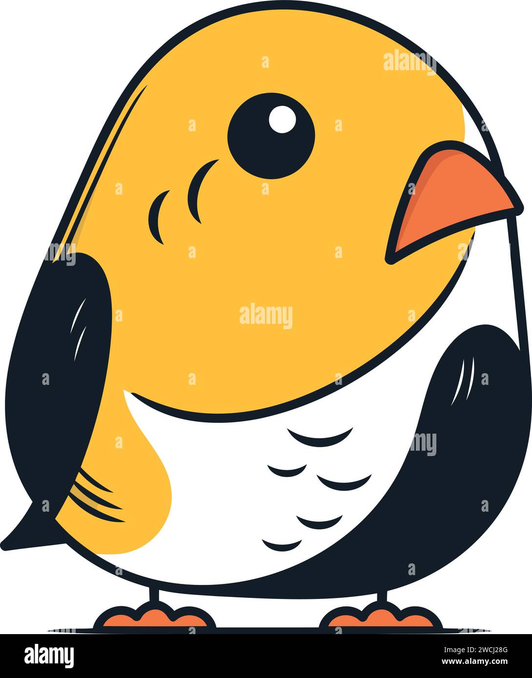 Cute little bird. Cartoon vector illustration. Isolated on a white ...