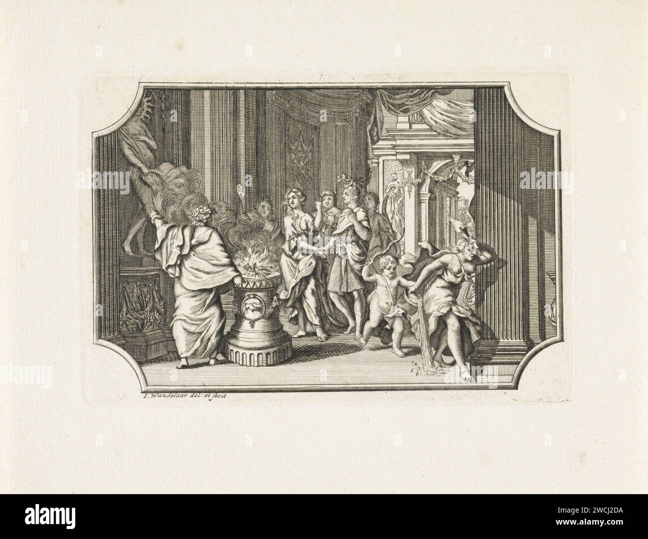 Wedding couple at a sacrificial column, Jan Wandelaar, 1710 - 1759 ...