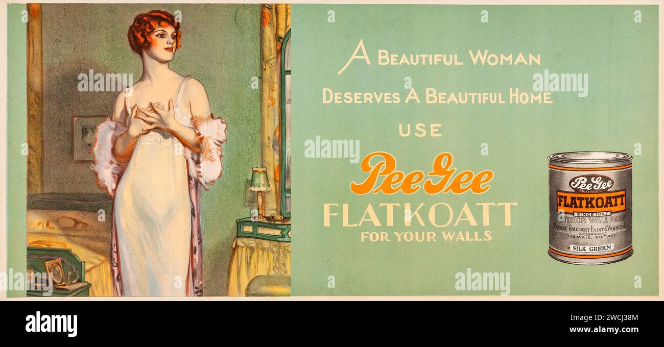 Pee Gee Flatkoatt (1920s) Vintage Paint Advertising Poster for wall ...