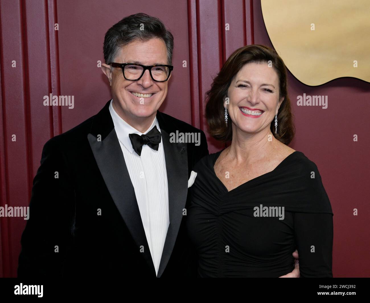 Hollywood, California, USA. 15th Jan, 2024. Stephen Colbert and Evelyn ...