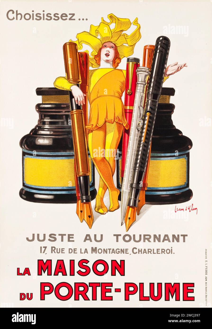 La Maison du Porte-Plume Brussels, Belgian Advertising Poster for ...
