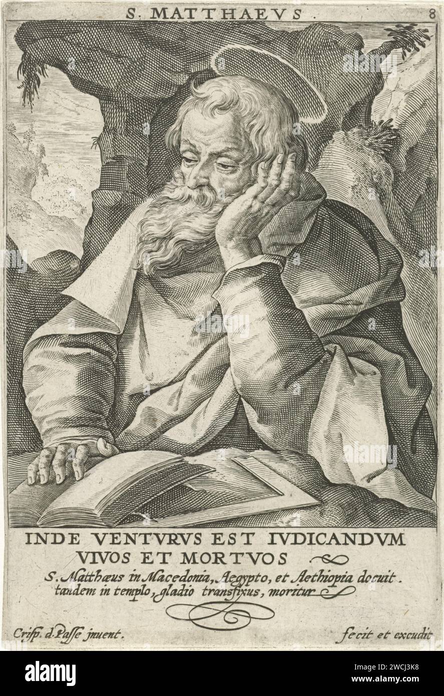 Apostle Matthew, Crispijn van de Passe (I), 1594 print Bust of the ...