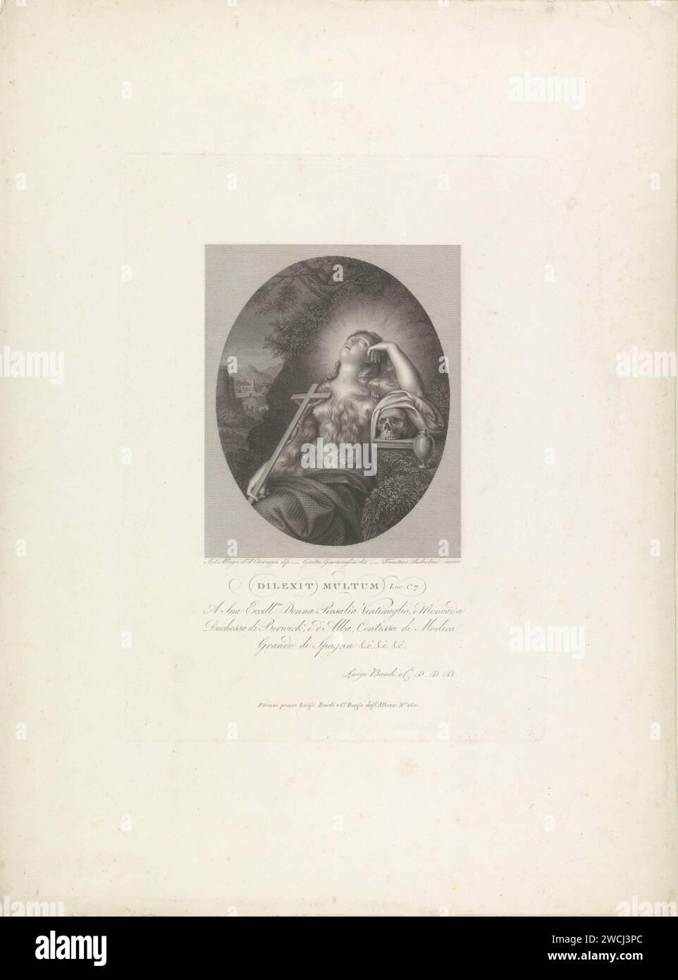 Maria Magdalena in De Wildernis, Faustino Anderloni, After Correggio ...