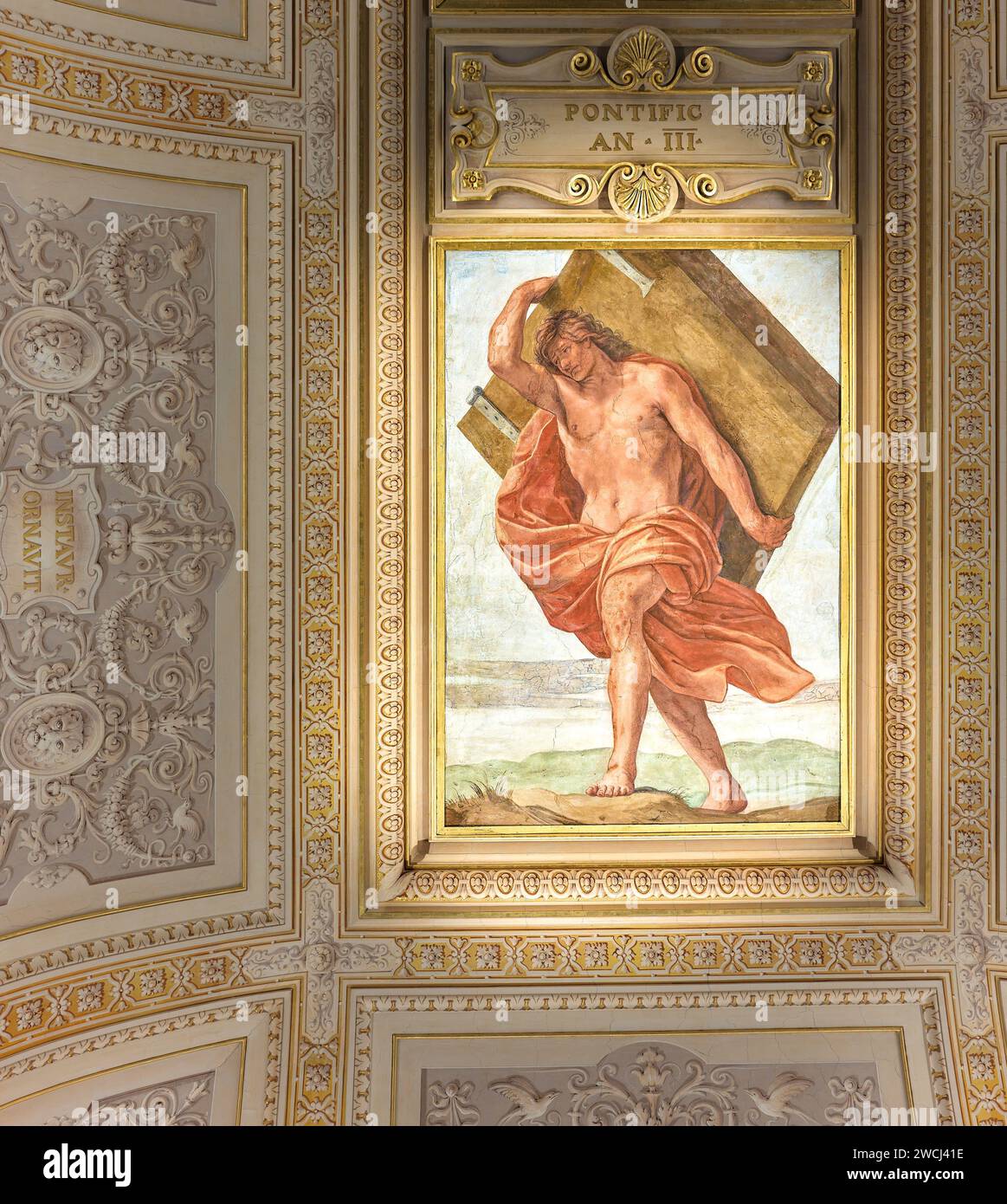 Ceiling frescoes of the jewish hero and stongman, Samson; sala della ...
