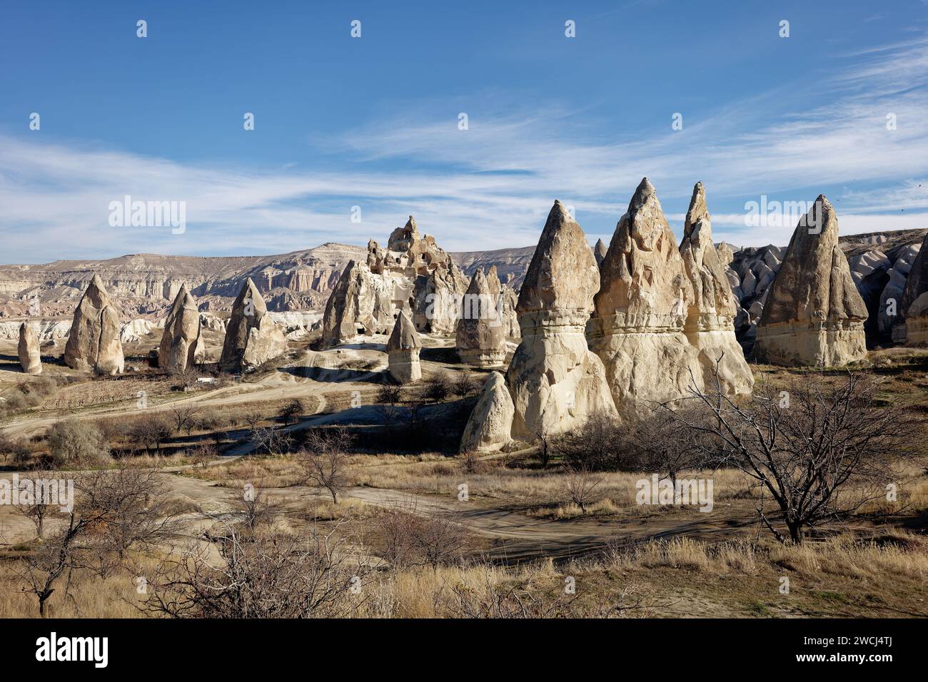 View of the natural beauty of the Rose Red Valley in Cappadocia, Turkey ...