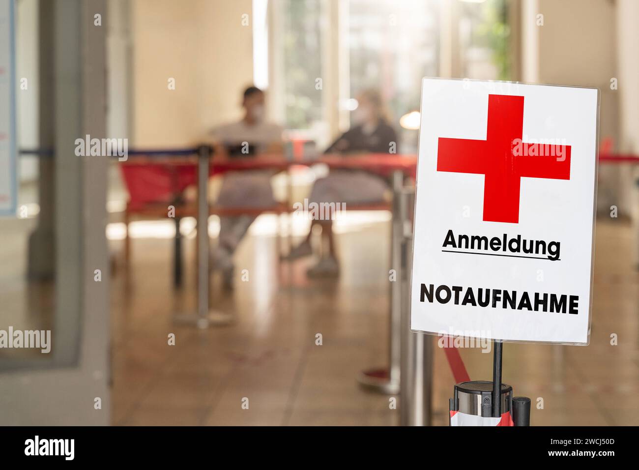 16 January 2024: Registration emergency room sign at the entrance of a ...