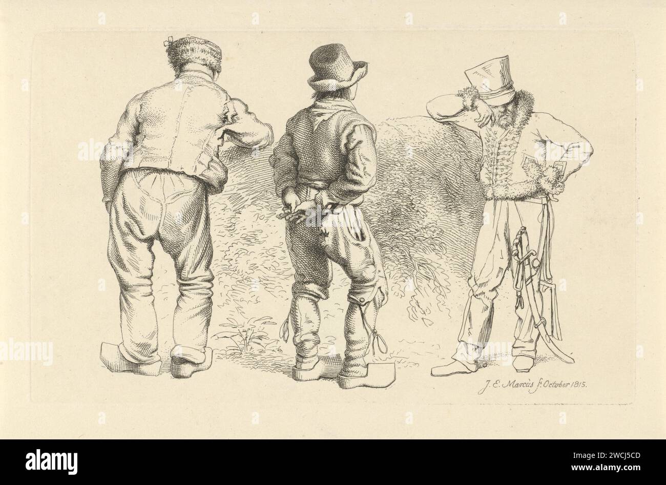 Study magazine with three standing figures, Jacob Ernst Marcus, 1815 ...