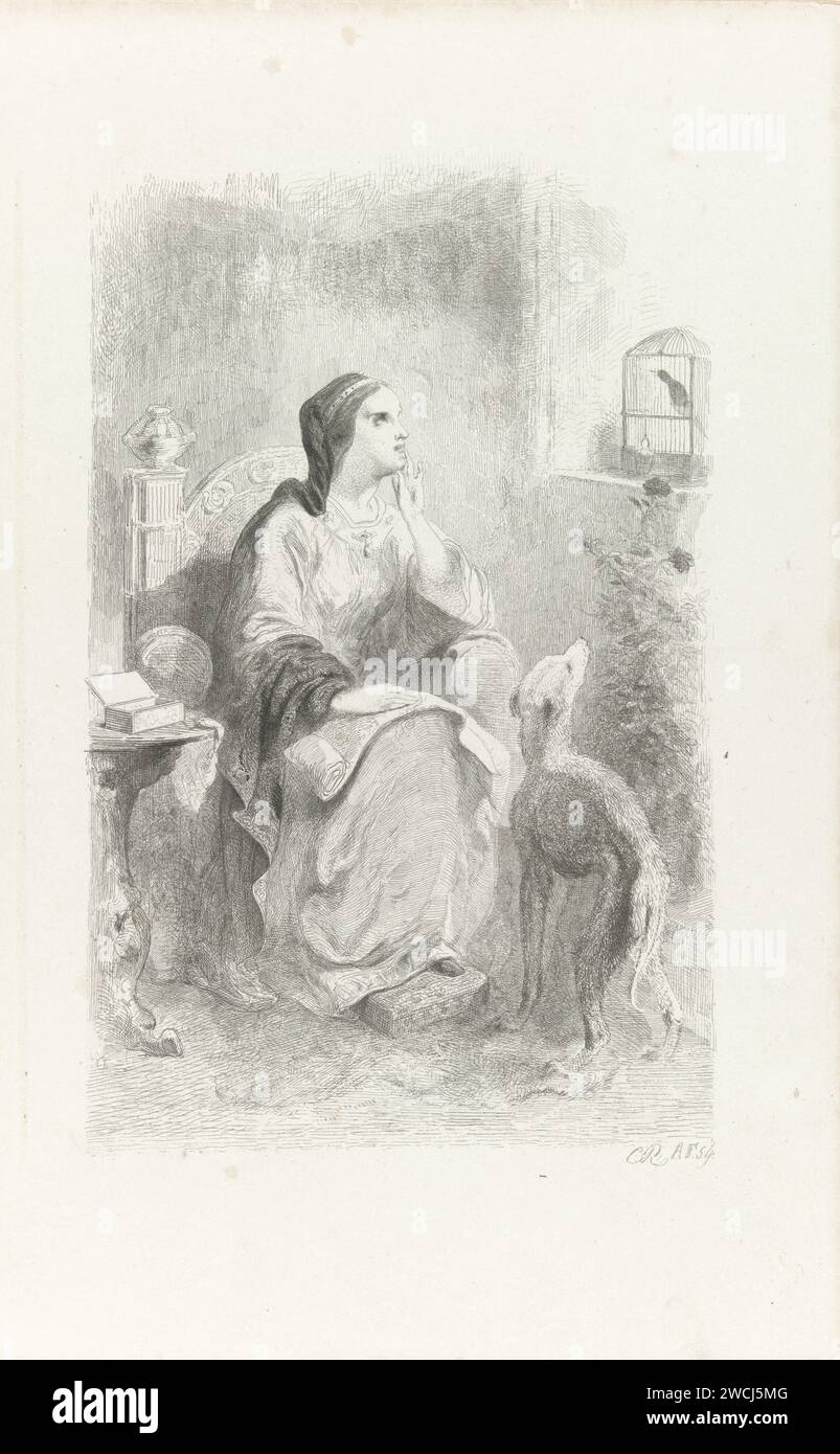 Helene looks through a window, Charles Rochussen, 1854 print Helene ...