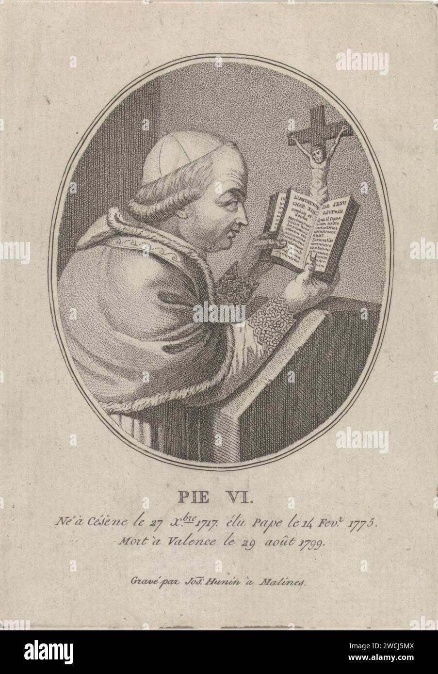 Portret Van Paus Pius Vi, Joseph Hunin, 1799 - 1851 print Pope Pius VI ...