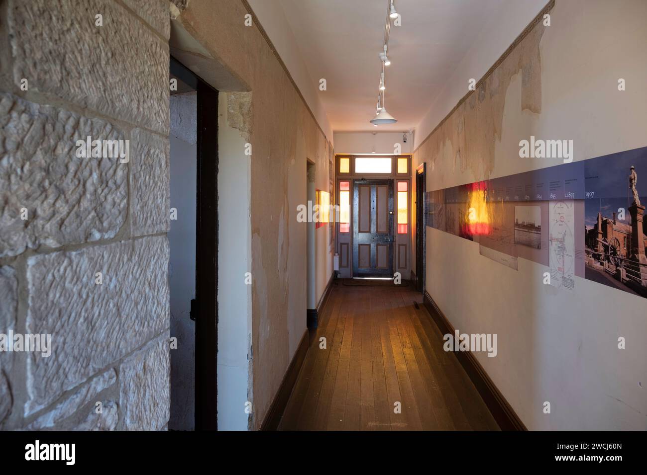 Long hall with rooms on either side in Ross Female Factory, a former ...