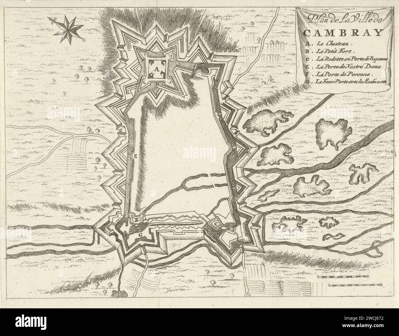 Map of Cambrai (Kamerijk), 1673-1686, Jan Luyken, 1673 - 1686 print ...